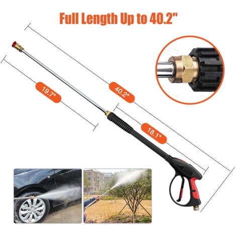 Pistolet pour nettoyeur haute pression 4000 PSI Pistolet de lavage de voiture avec filetage M22 ...