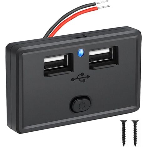 12V Prise de Chargeur de Voiture avec Interrupteur Étanche, 4.8A 24W Chargeur USB Voiture pour ...