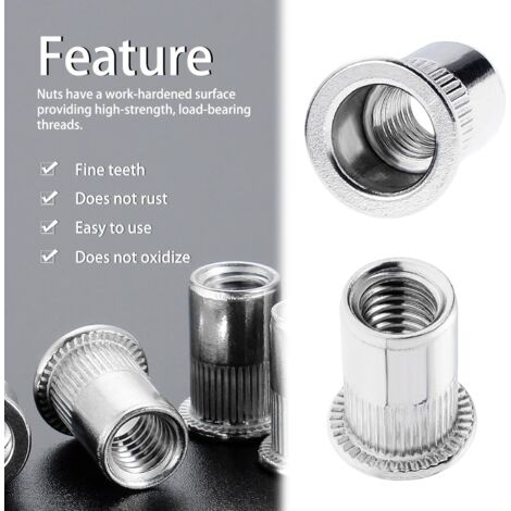 100PCS Ecrou Rivet Ecrous M6,M8 en acier inoxydable Ecrous à insert ...