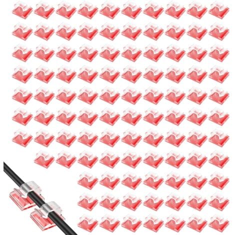 100 Pièces Clips Câbles Auto-Adhésifs, Attache Cable Autocollant, Crochet Adhesif Mural ...