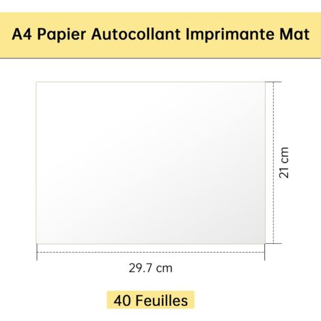 40 Feuilles A4 Papier Autocollants Imprimante Mat Blanc Étiquettes ...