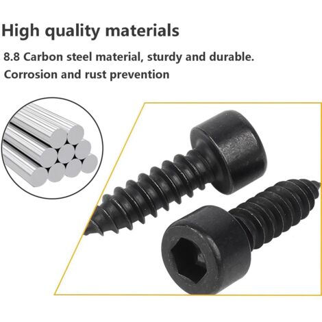 20 Pièces Vis Autotaraudeuses, M4x20mm Vis à Six Pans Creux, Vis à Tête ...