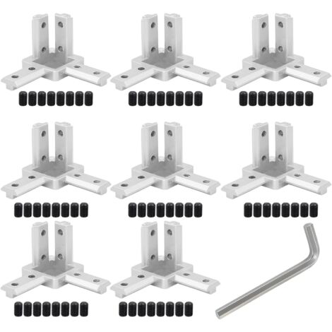 3 Way Angle Connectors 3030 8PCS Aluminum Profile Connector with Screw ...