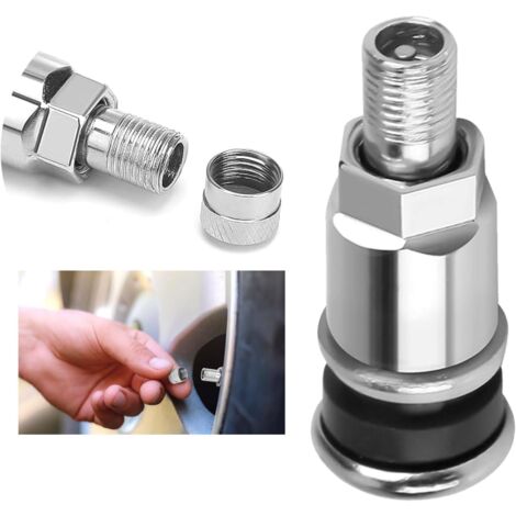 4 x Metal Alloy Wheel Valves, Silver Steel Valves for Aluminium Rims ...