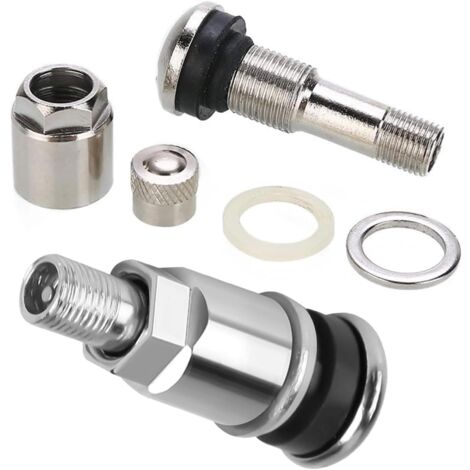 4 x Metal Alloy Wheel Valves, Silver Steel Valves for Aluminium Rims ...