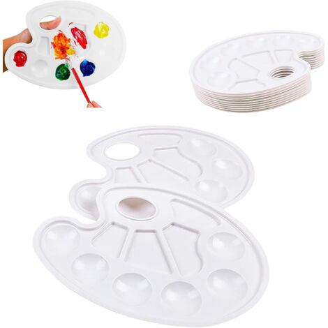 10 x Plastic Paint Palettes, Acrylic Gouache Paint Palettes for DIY Art ...
