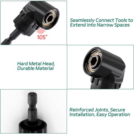 105° Angle Screwdriver Adapter, Right Angle Drill, 1/4" Hex Drill ...