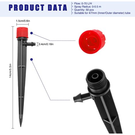 50 Pieces Adjustable Irrigation Dripper, 360 Degree 8-Hole Micro Drip ...