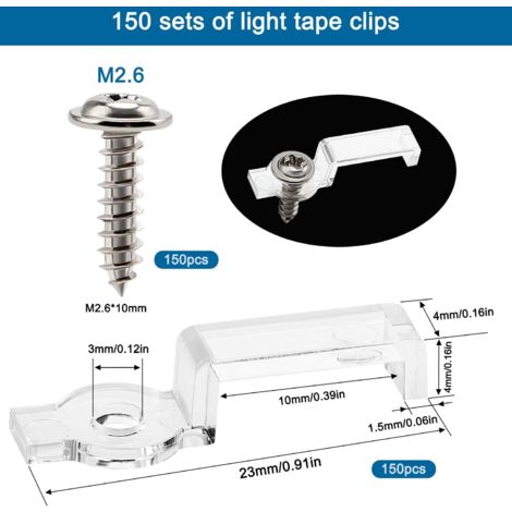 150 Pieces 10 mm Light Strip Clips, LED Tape Mounting Clips, Bracket ...