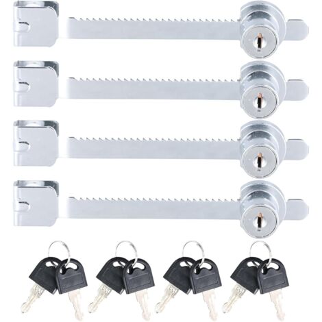 4PCS Serrure Porte Coulissante Verrou pour Vitrine en Verre et Porte en Verre, Serrure à Crémaillère