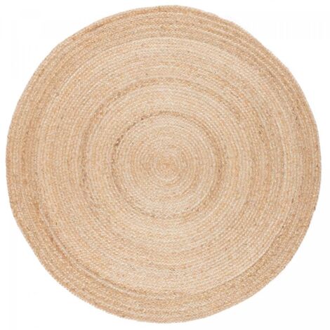 Tapis jute tissé Ø120cm beige rond motif faux uni EMBOW