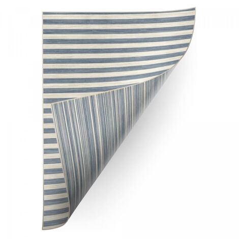 Tapis extérieur kilim 80x200 bleu et gris rectangle SABLE