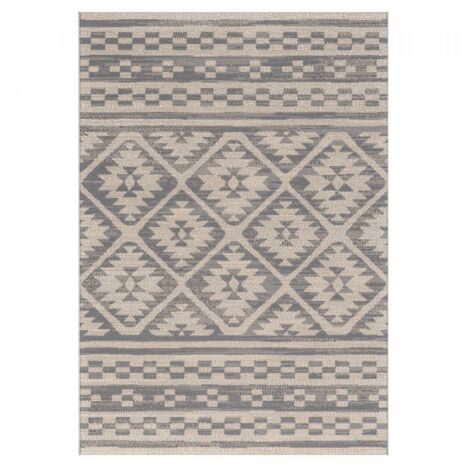 Tapis extérieur kilim 160x230 beige et gris rectangle CHARMA 2