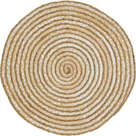Tapis jute tissé Ø80cm blanc rond JUTE RUG