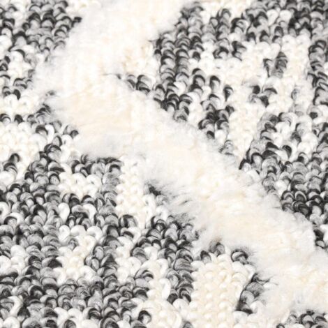 Tapis longs poils shaggy 120x170 gris et blanc tissé rectangle motif berbère