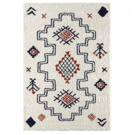 Tapis berbère motif saharien 120x160 blanc et bleu COOLSHAG 1