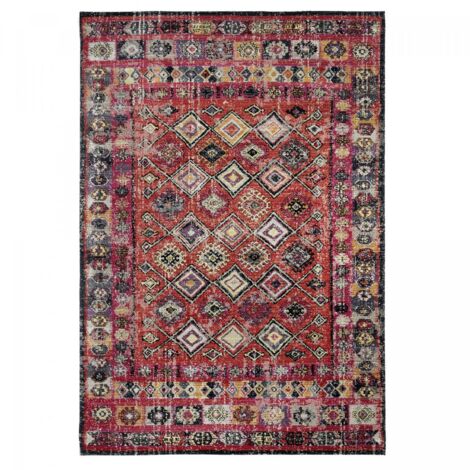 Tapis berbère motif saharien 120x170 rouge et jaune CLARK 4