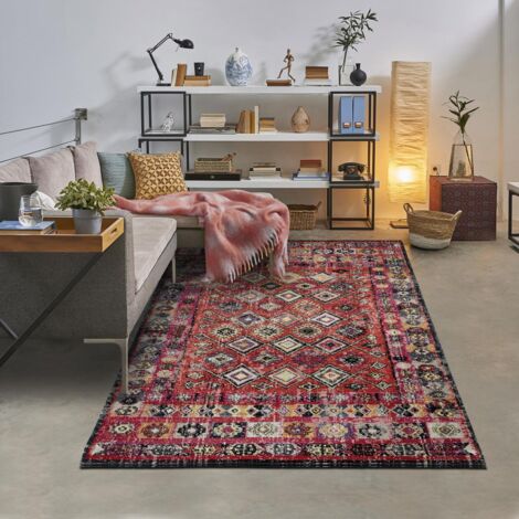 Tapis berbère motif saharien 120x170 rouge et jaune CLARK 4