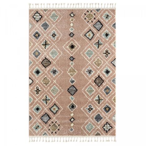 Tapis berbère motif saharien 80x150 rose PASTEL E