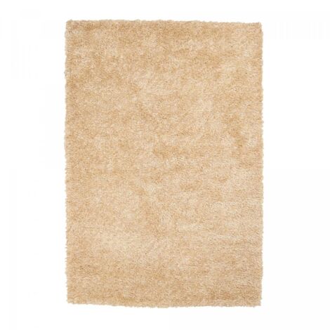Tapis shaggy 160x230 beige fait main rectangle motif uni GLAMOURA