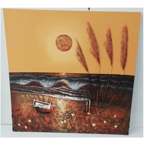 Quadro in tela dipinto a mano con rilievo per arredo da casa 100x100 cm