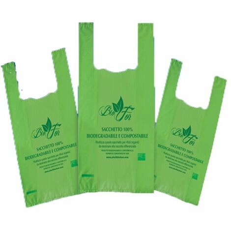 Buste biodegradabili compostabili verdi shoppers sacchetti per la spesa ...