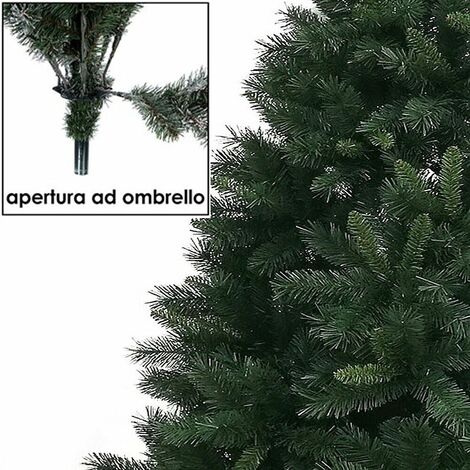Albero di natale slim con tronco in legno vero pieno verde folto cm210 ...