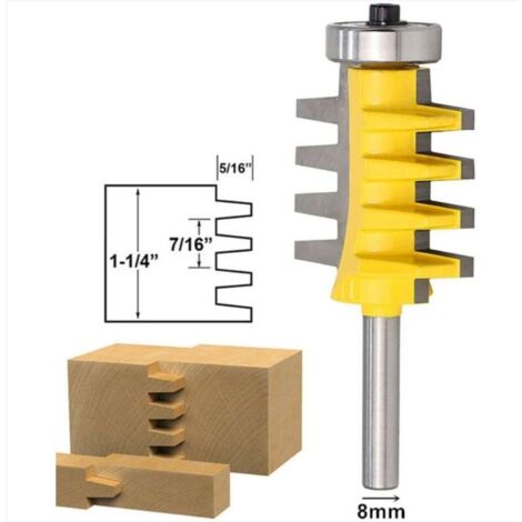 8 mm Shank Rail Finger réversible Joint Router Colle Bit cône Tenon ...