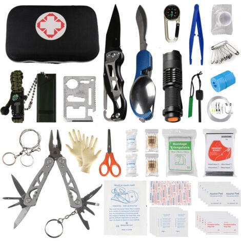 141PCS Kit de survie Équipement d'urgence Trousse de premiers soins Équipement de survie en ...