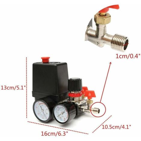 Pressostat pour compresseur d'air monophasé 90-120PSI à 4 ports avec ...