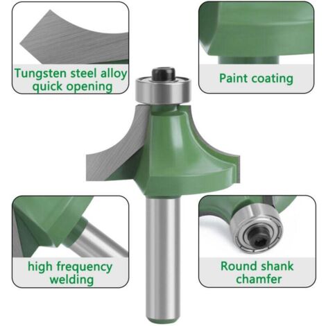 Lot de 6 Fraise Défonceuse à Bois 8 mm, Fraise Quart de Rond avec Tige 8 mm, Fraises pour ...