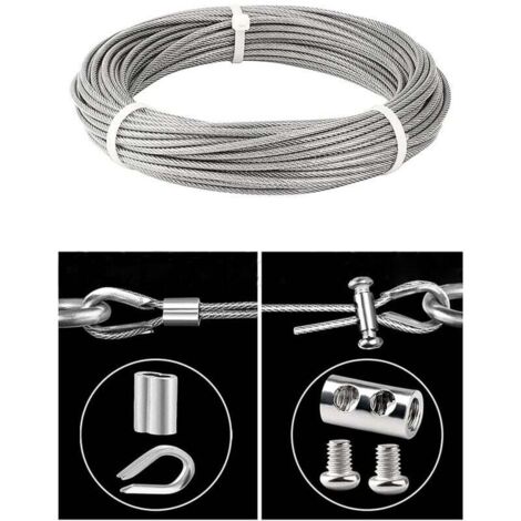 Cable Inox 3mm,50M/3mm Corde en Acier Inoxydable,Cable en Acier Revêtu ...