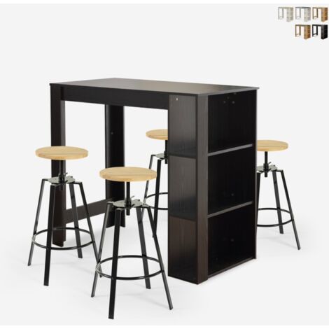 Set hoher Tisch 120x60cm und 4 drehbare verstellbare Hocker Redmond ...