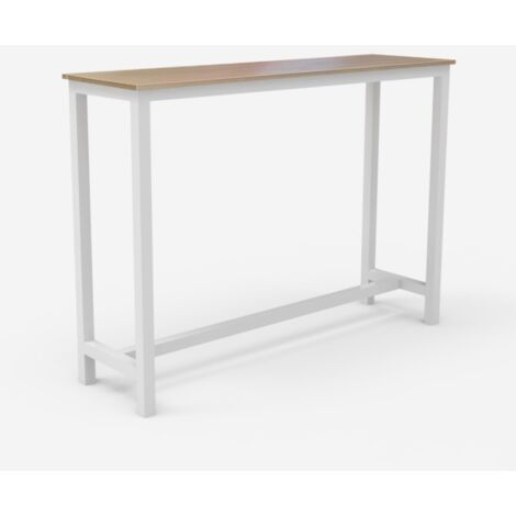 Set hoher Tisch 2 Hockern Bar Küche weiß Holz mit Rückenlehne Westover