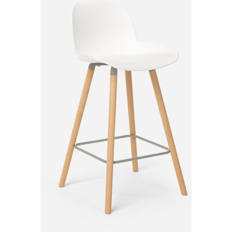 Set hoher Tisch 2 Hockern Bar Küche weiß Holz mit Rückenlehne Westover