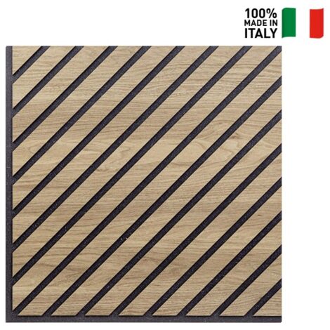 10 x Pannello 58x58cm Legno Rovere Decorativo Fonoassorbente Deco CR