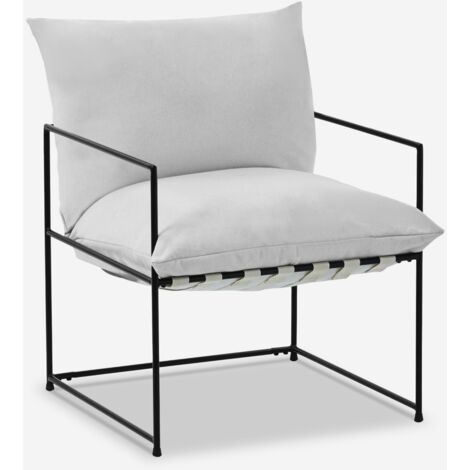 Modernes Design Sessel in minimalistischen Stil Stoff Metall schwarz ...