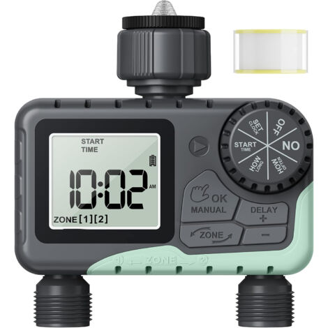 Programmateur d'arrosage 2 Voies,Fonction Manuel, Automatique et Rapide,Utilisation Simple,avec ...