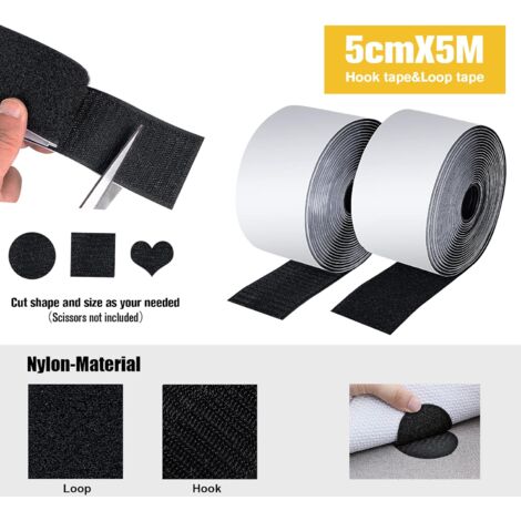 Scratch Autocollant Large, 5M ×50MM Bandes Adhésives Extra fort,5M Hook ...