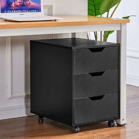 Under Desk Drawers Storage Unit with 3 Drawers Mobile File Cabinet Pedestal Drawers on Casters Rolling