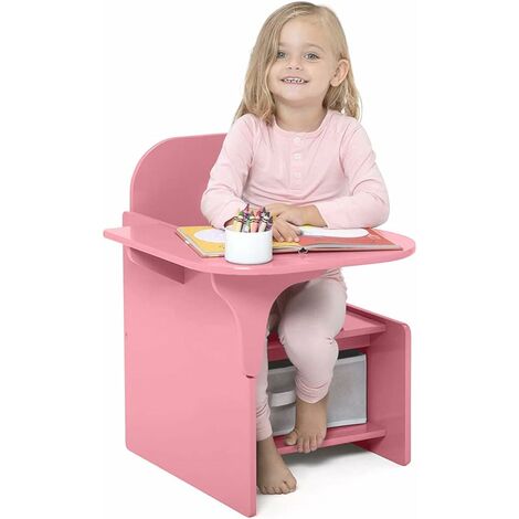 Kids Chair Desk with Storage Basket Kids Chair with Table Attached Children Deskchair Small Training Chair