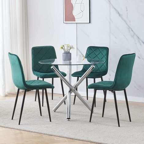 90x90 Round Table and Chairs, Round Glass Table with Chairs, Dining ...
