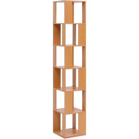 190cm Rotating Bookcase, 6-Tiers Display Shelf, Freestanding Bookshelf ...