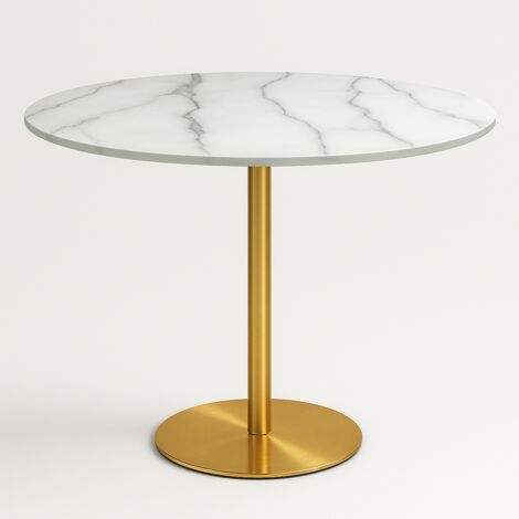 Mesa Goblet redonda 80 cm efecto mármol dorado estilo clásico Monika