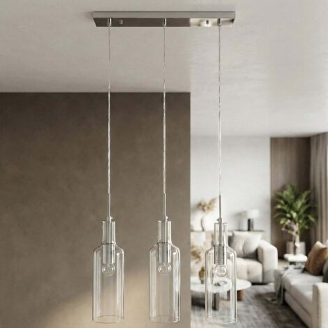 Lámpara colgante moderna con 3 luces transparente h110 cm Tin