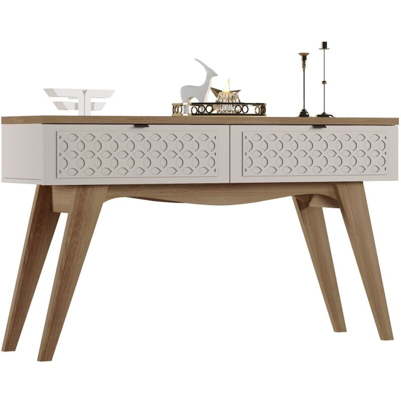 MF - Mesa Consola Recibidor ISIS en MDP Cedro y Blanco Roto - 136 x 38 ...