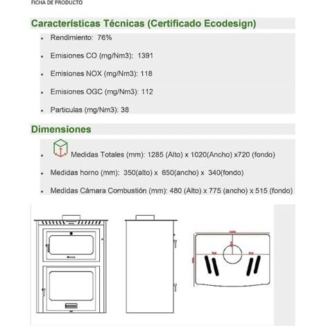 JOIMA - Estufa de Leña con Horno Modelo AVILES 17,50 kW