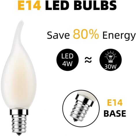 Ampoule LED E14 à Filament, Lot de 10 Ampoules Flamme, 4 Watts Consommés Equivalence ...
