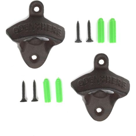 Décapsuleur Mural, 2 Pack Décapsuleur à bière en Fonte de Style Vintage de