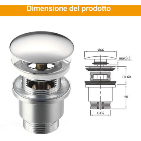 Drain d'évier escamotable chromé